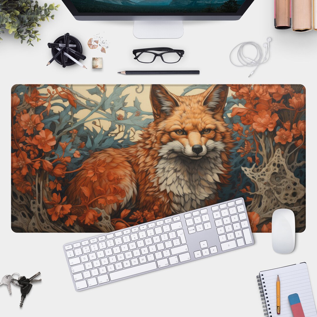 Fox Desk Mat: Autumn Leaves Gamer Pad - Etsy