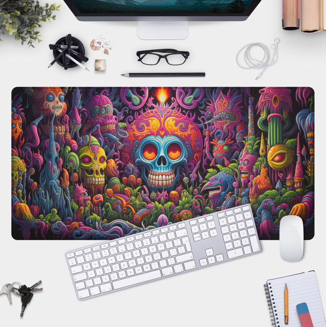 Trippy Skull Gamer Pad: Colorful Mouse Pad With Psychedelic Art Print ...