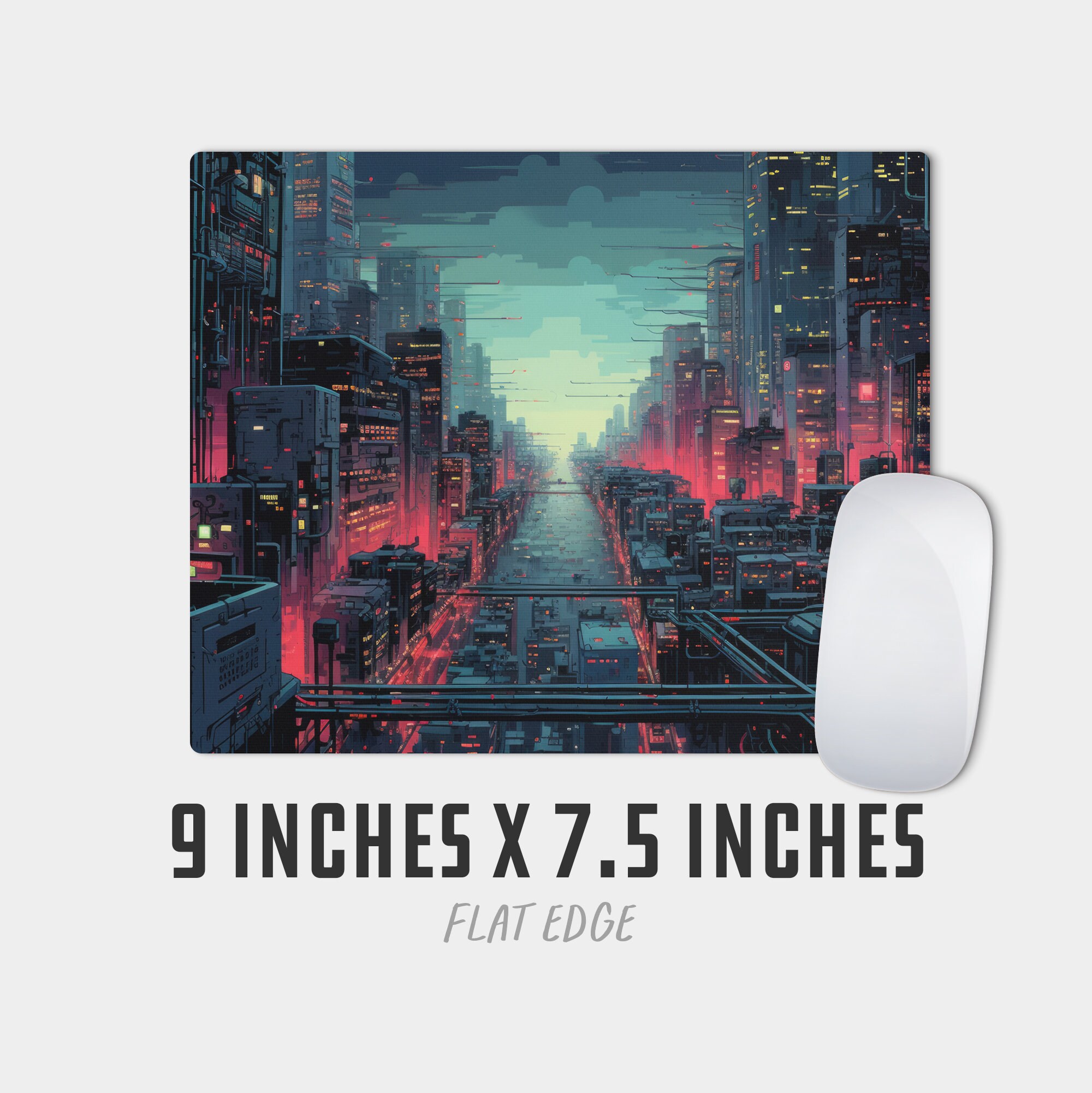 Cyberpunk Cityscape Desk Mat Urban City Landscape and Mech Town Gamer ...