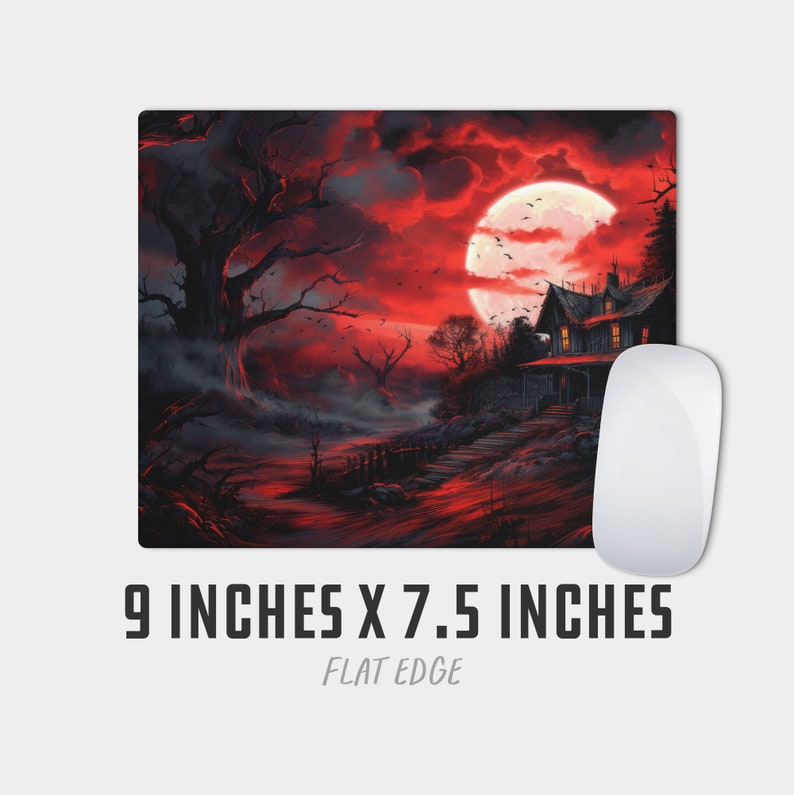 Dark Gothic Haunted House Desk Mat - Mouse Pad for Gamers, Spooky Home ...