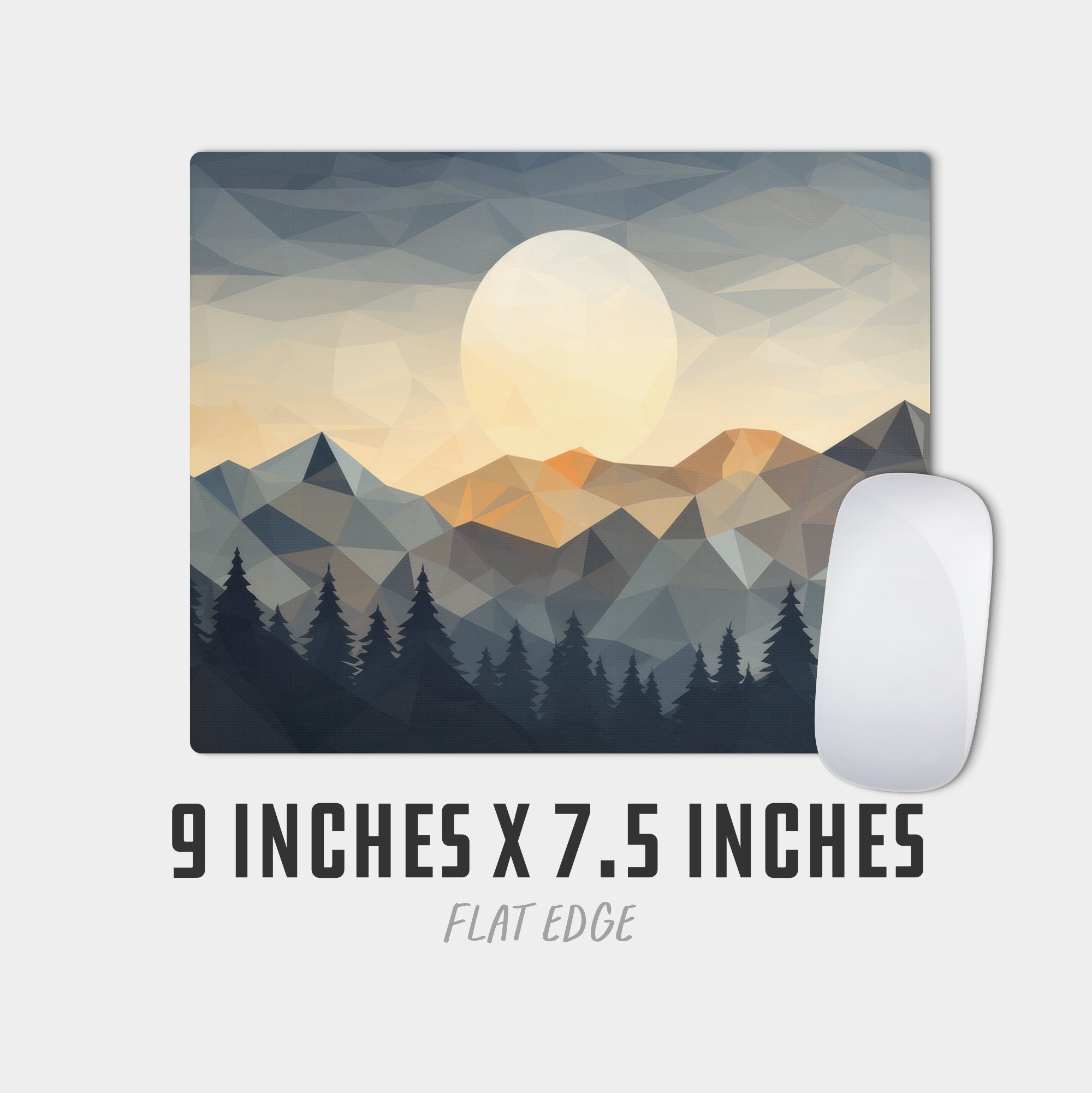 Geometric Mountain Desk Mat Low Poly Landscape Office Decor Earthy ...