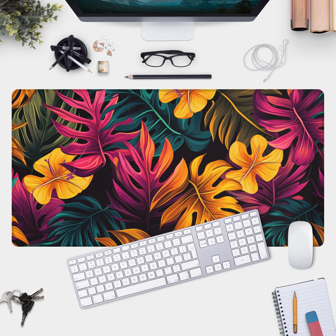 Tropical Plants Desk Mat | Monstera Leaves Mouse Pad | Nature Large ...