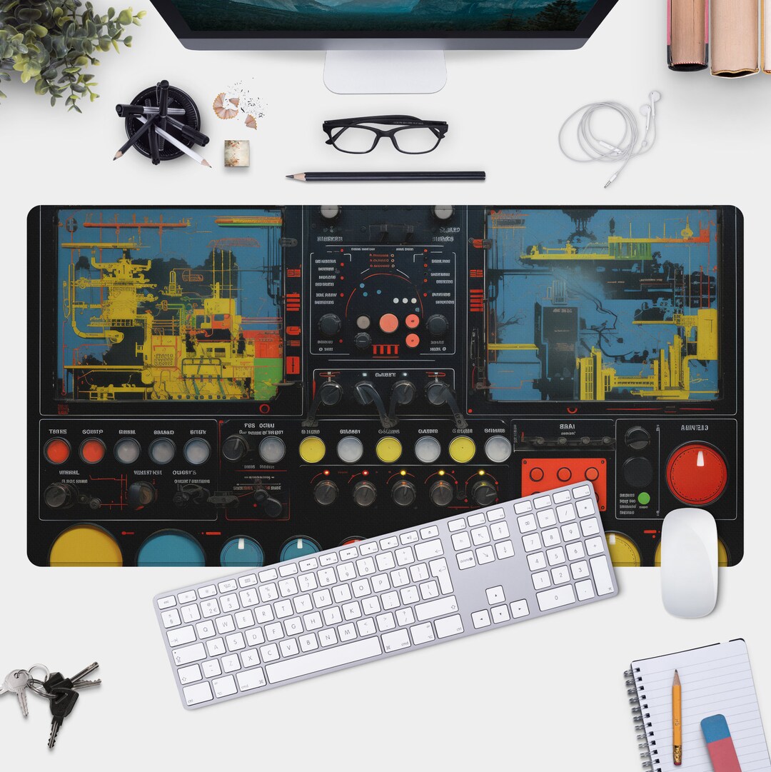 Colorful Control Panel Desk Mat - Vibrant Machine Style Gamer Pad - Etsy