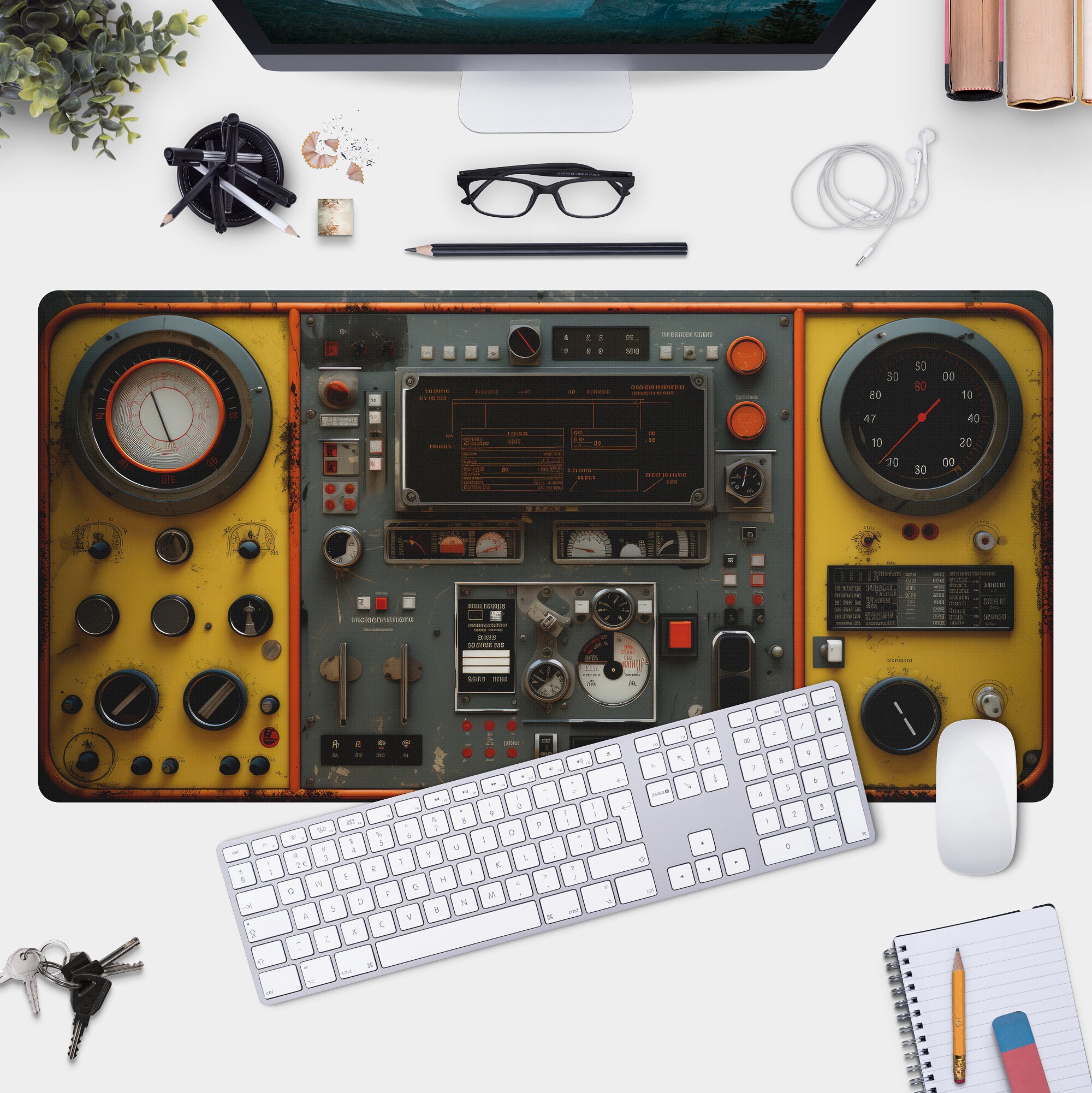 Retro Control Panel Desk Mat - Large Gaming Pad With Spaceship Vibes - Etsy