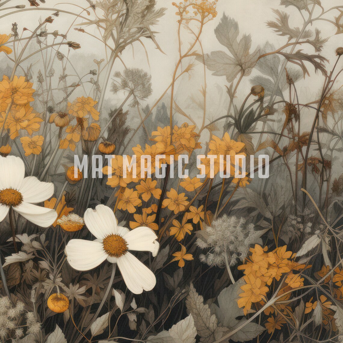 Muted Wild Flowers Desk Mat Gaming Mouse Pad With Nature Landscape ...