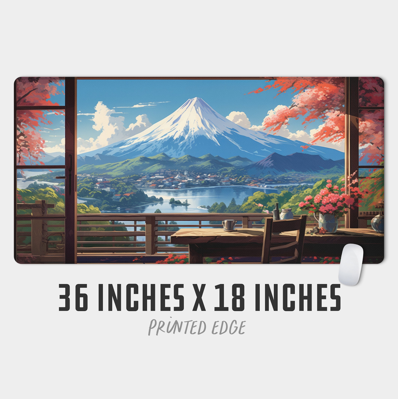 Mount Fuji Desk Mat - Japanese Landscape View Gamer Pad for Home Office ...