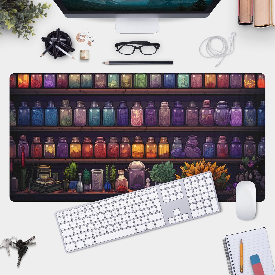 Witchy Potion Desk Mat - Pastel Rainbow Love Spell Jars - XXL Gaming ...