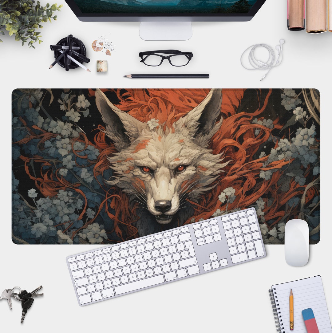 Fox Mouse Pad - Art Nouveau Style Gamer Desk Mat for Cute Fox Print - Etsy