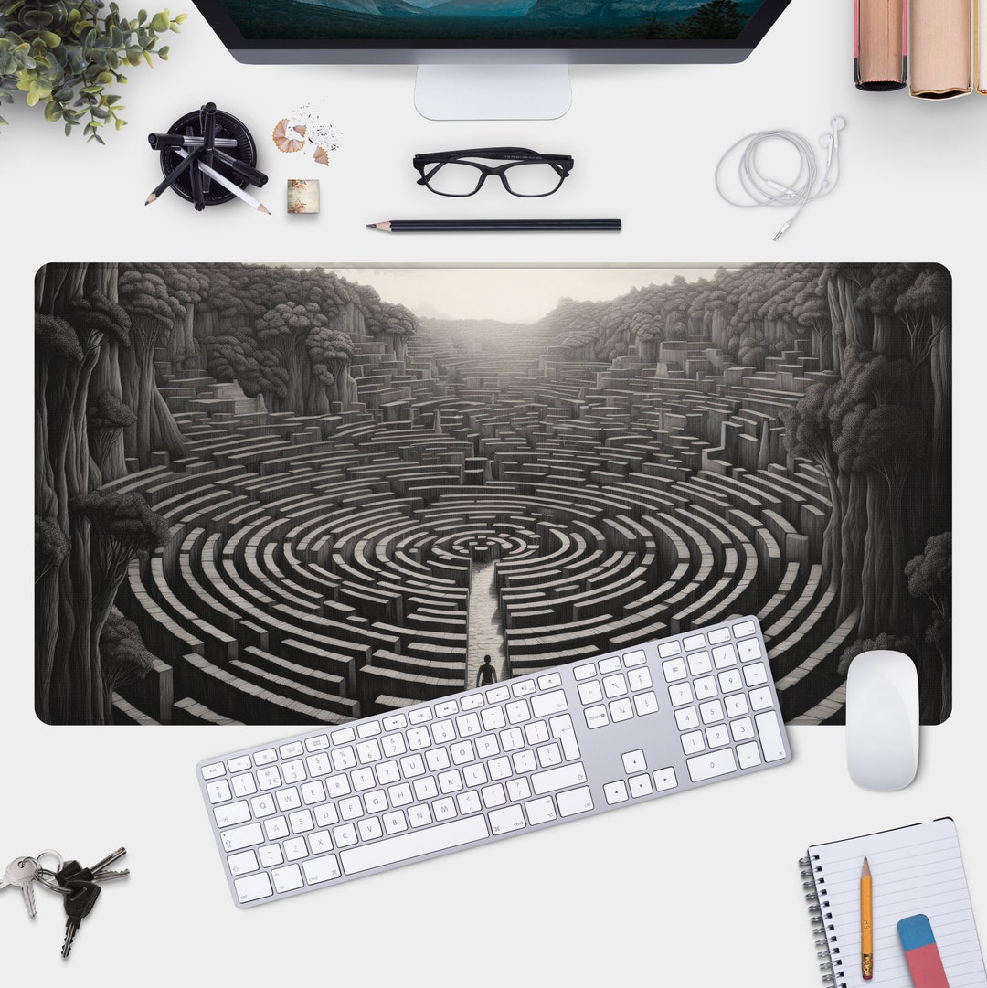 Maze Gamer Desk Mat - Large Minimalist Aesthetic Mousepad - Etsy