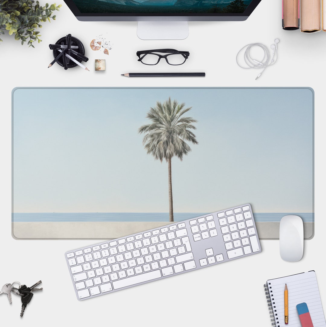Large Palm Tree Aesthetic Desk Mat - Minimalist Gamer Pad for a Calm ...