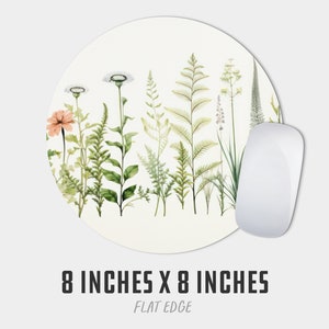Flowers and Ferns Cottagecore Minimal Mouse Pad - Rustic Desk Mat for ...