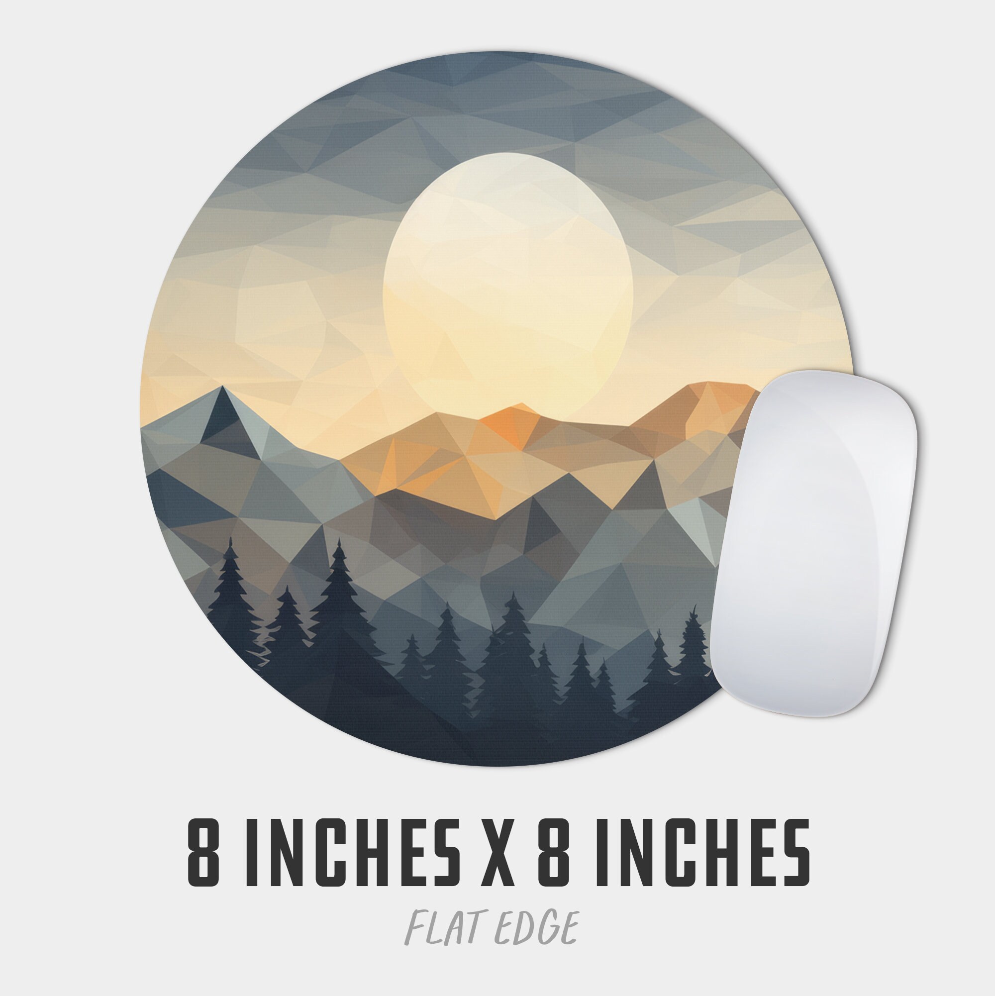 Geometric Mountain Desk Mat Low Poly Landscape Office Decor Earthy ...