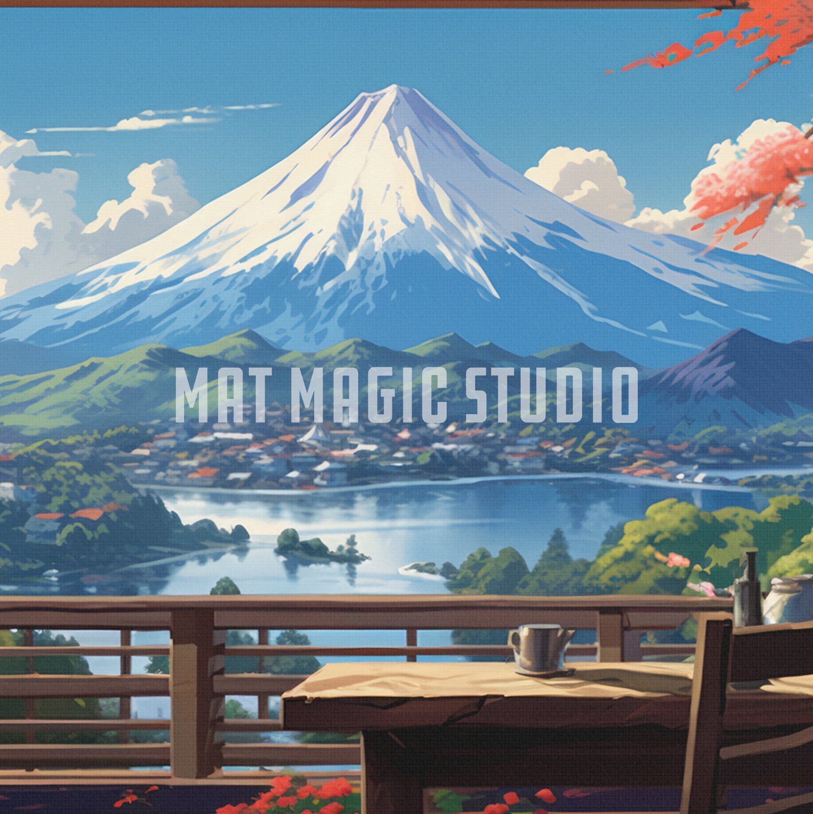 Mount Fuji Desk Mat - Japanese Landscape View Gamer Pad for Home Office ...