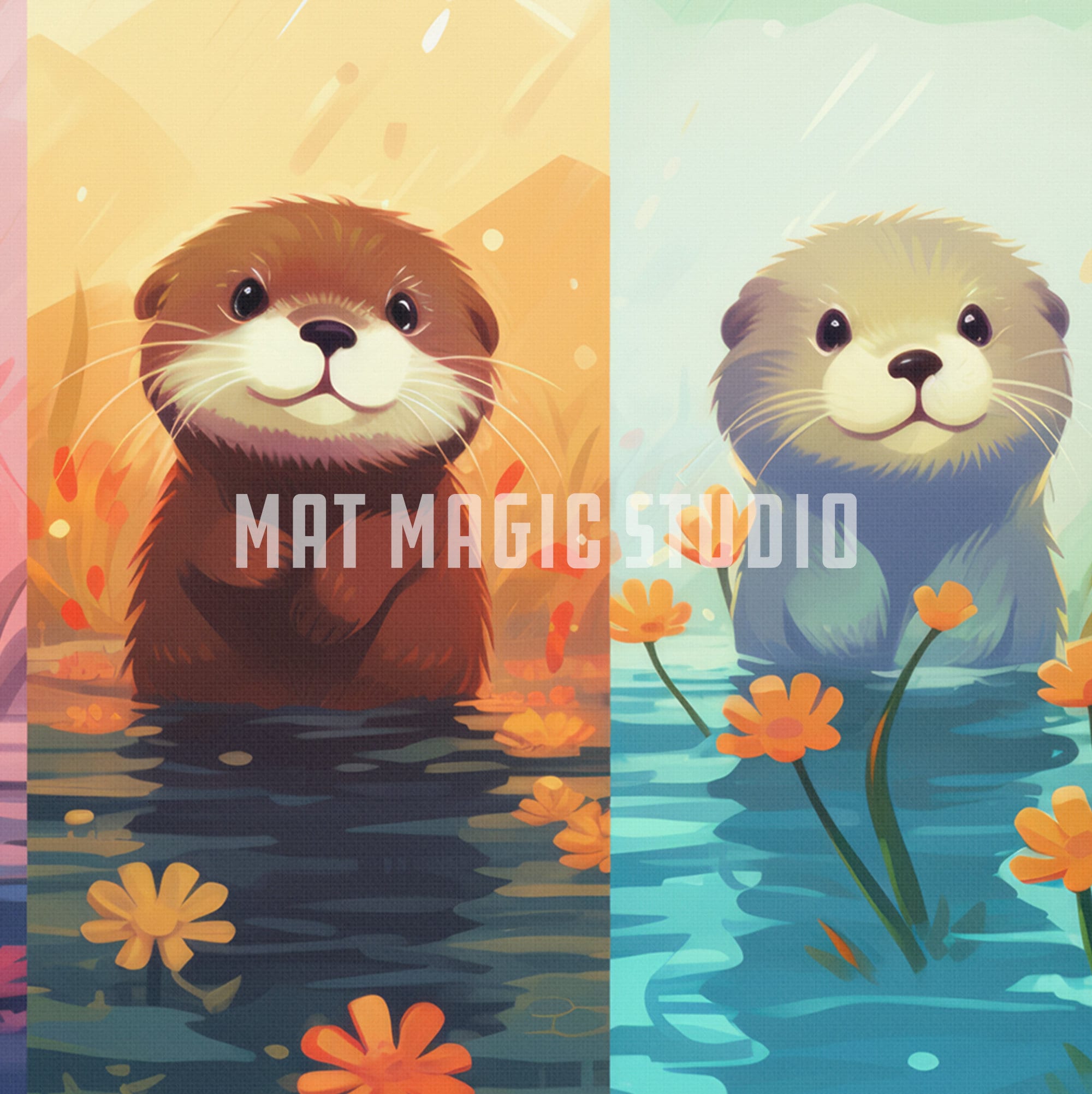 Cute Otters Game Mat - Colorful and Kawaii Desk Mat for Gamers - Etsy