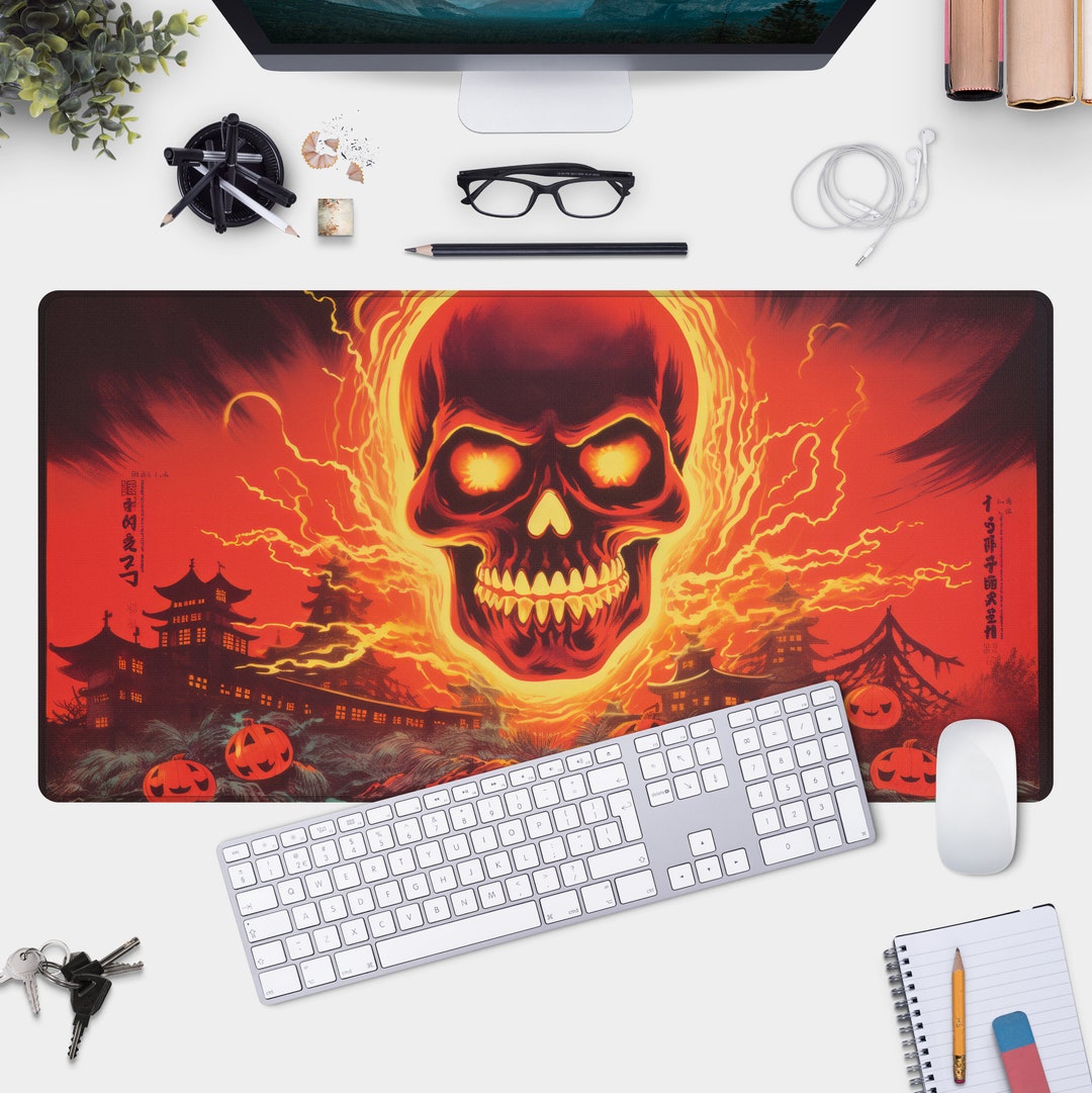 Asian Horror Desk Mat - Large Mouse Pad With Japanese Inspired Skull ...