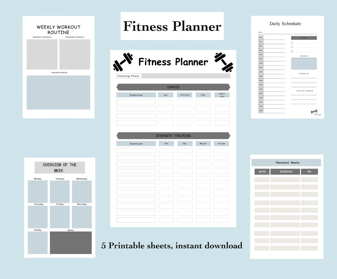 Workout Planner Printable Fitness Planner Exercise Planner - Etsy