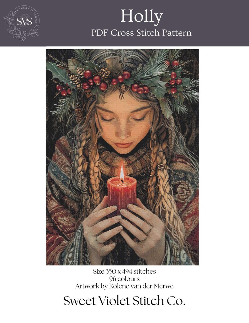 Holly - Cross Stitch Pattern - Full Coverage - PDF Digital Download - Etsy