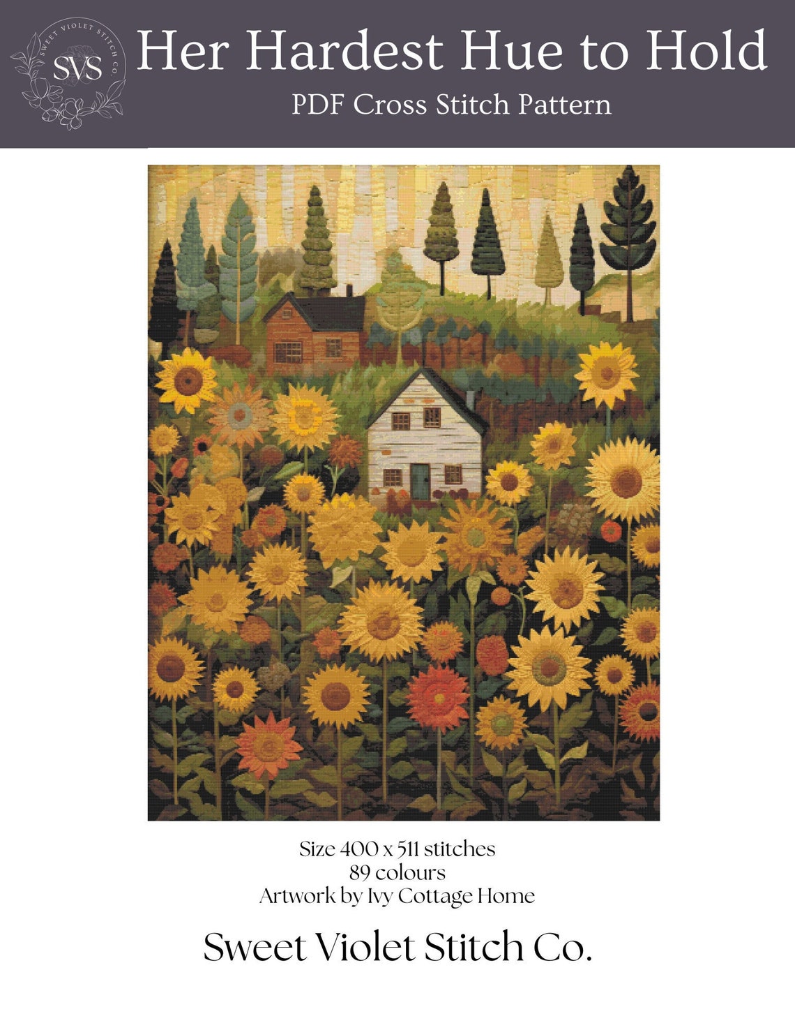 Her Hardest Hue to Hold - Cross Stitch Pattern - Full Coverage - PDF ...
