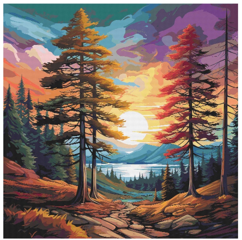 Luminous Sunset - Cross Stitch Pattern - Full Coverage - PDF Digital ...