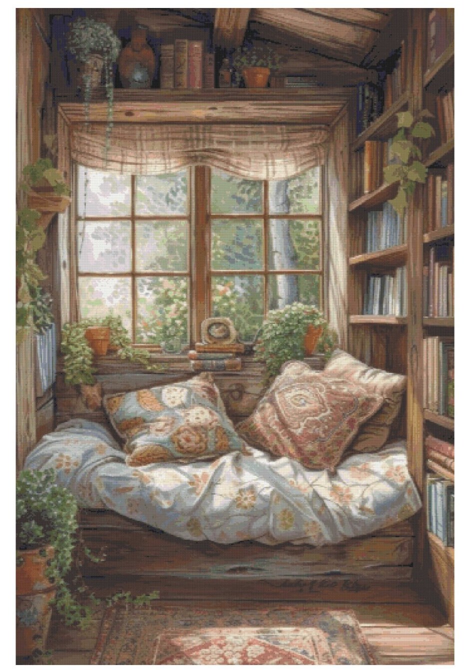 The Reading Nook - Cross Stitch Pattern - Full Coverage - PDF Digital ...