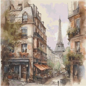 Paris Cafe - Cross Stitch Pattern - Full Coverage - PDF Digital ...
