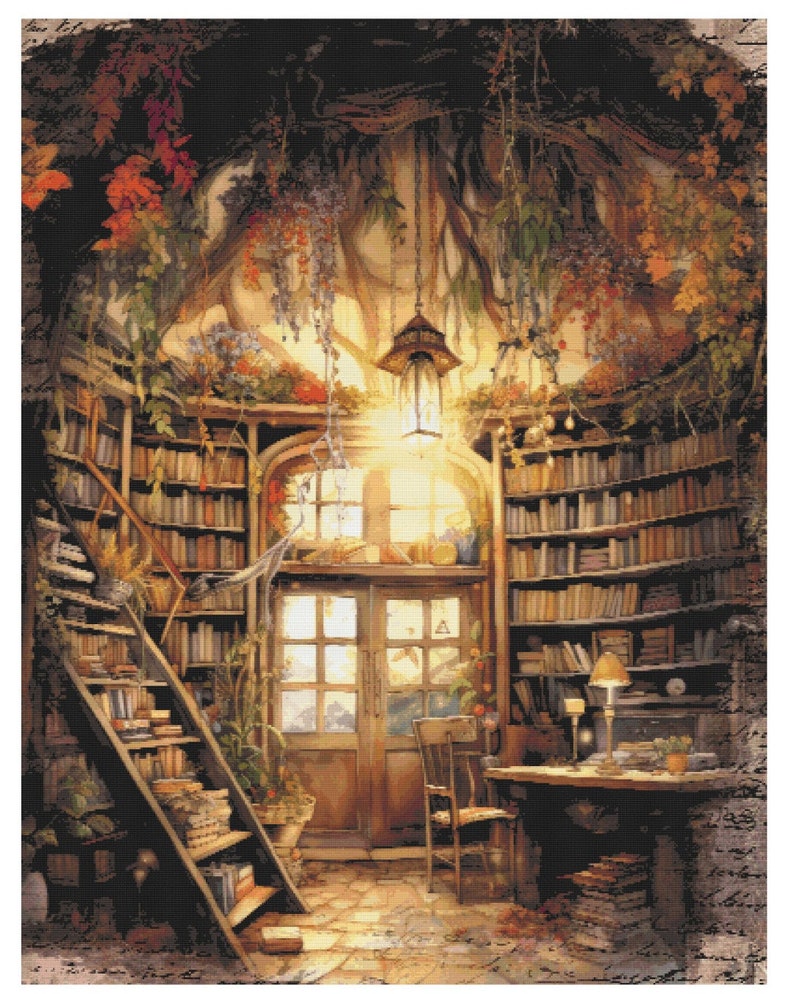 The Forest Library - Cross Stitch Pattern - Full Coverage - PDF Digital ...