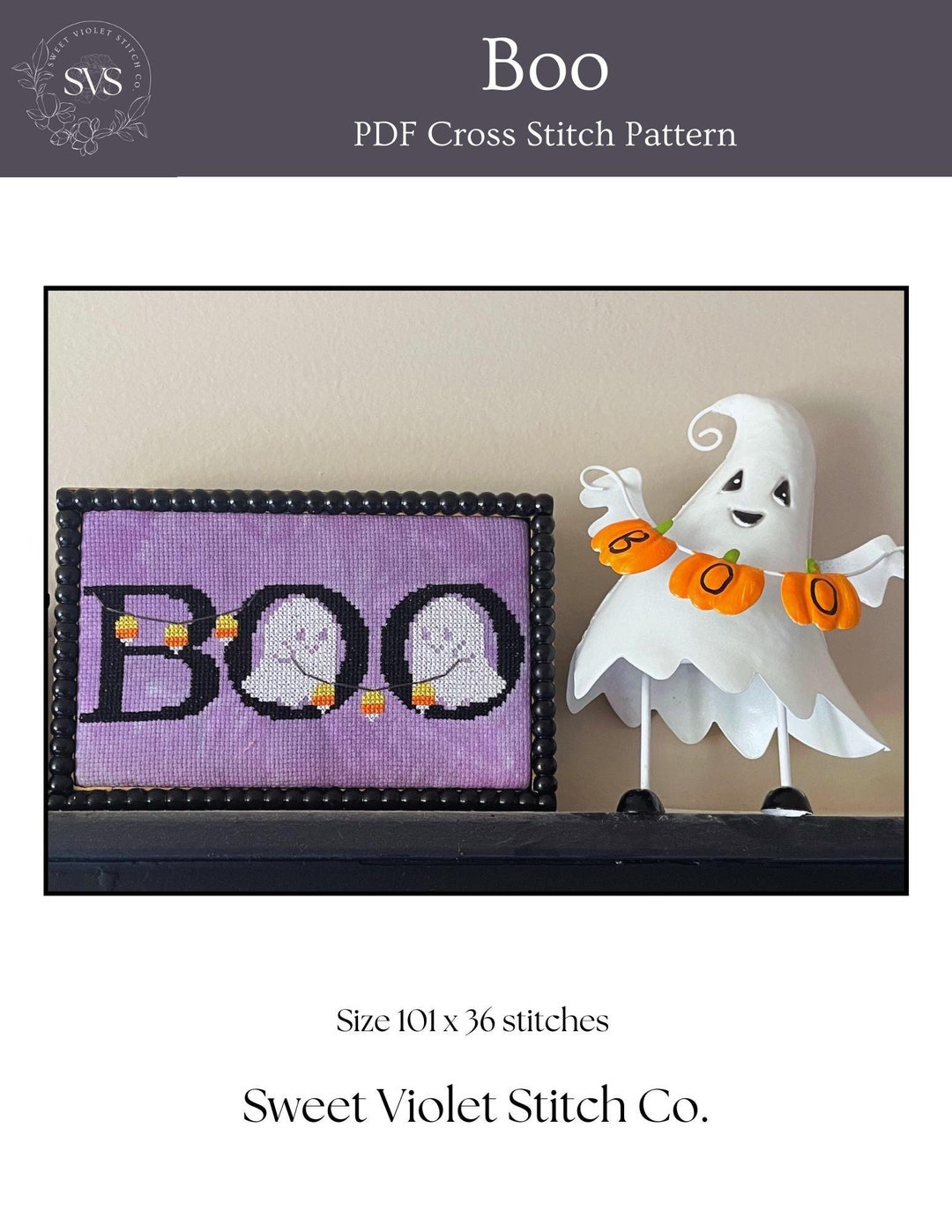 Boo - PDF Cross Stitch Pattern - PDF Pattern - Stitching - Halloween ...