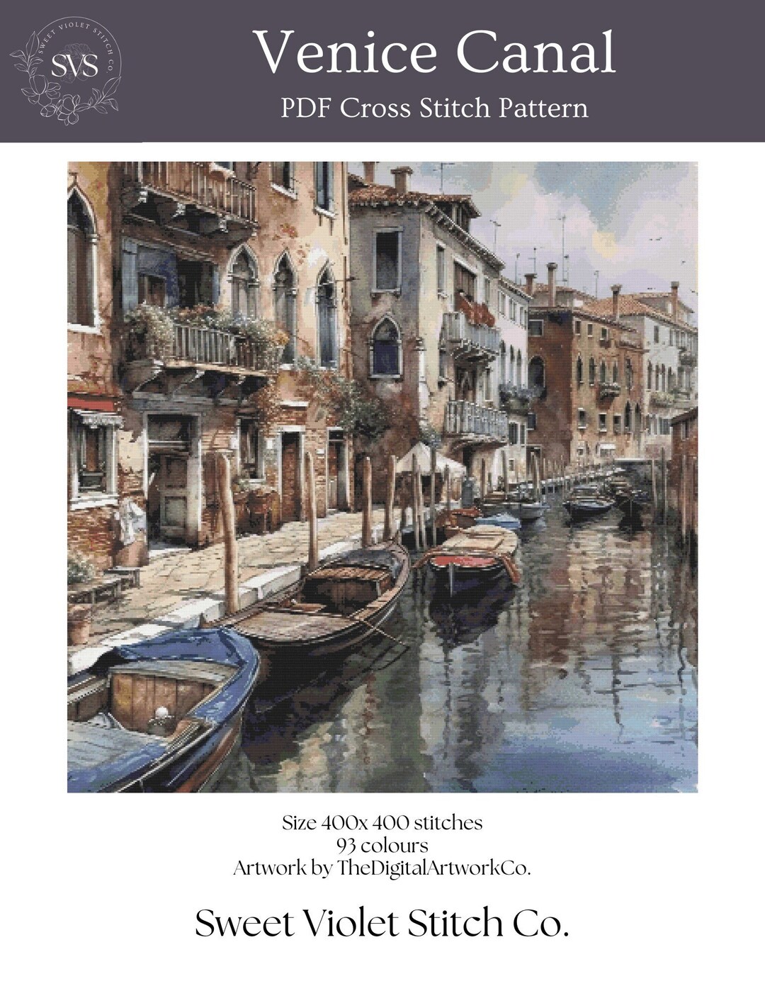 Venice Canal - Cross Stitch Pattern - Full Coverage - PDF Digital ...