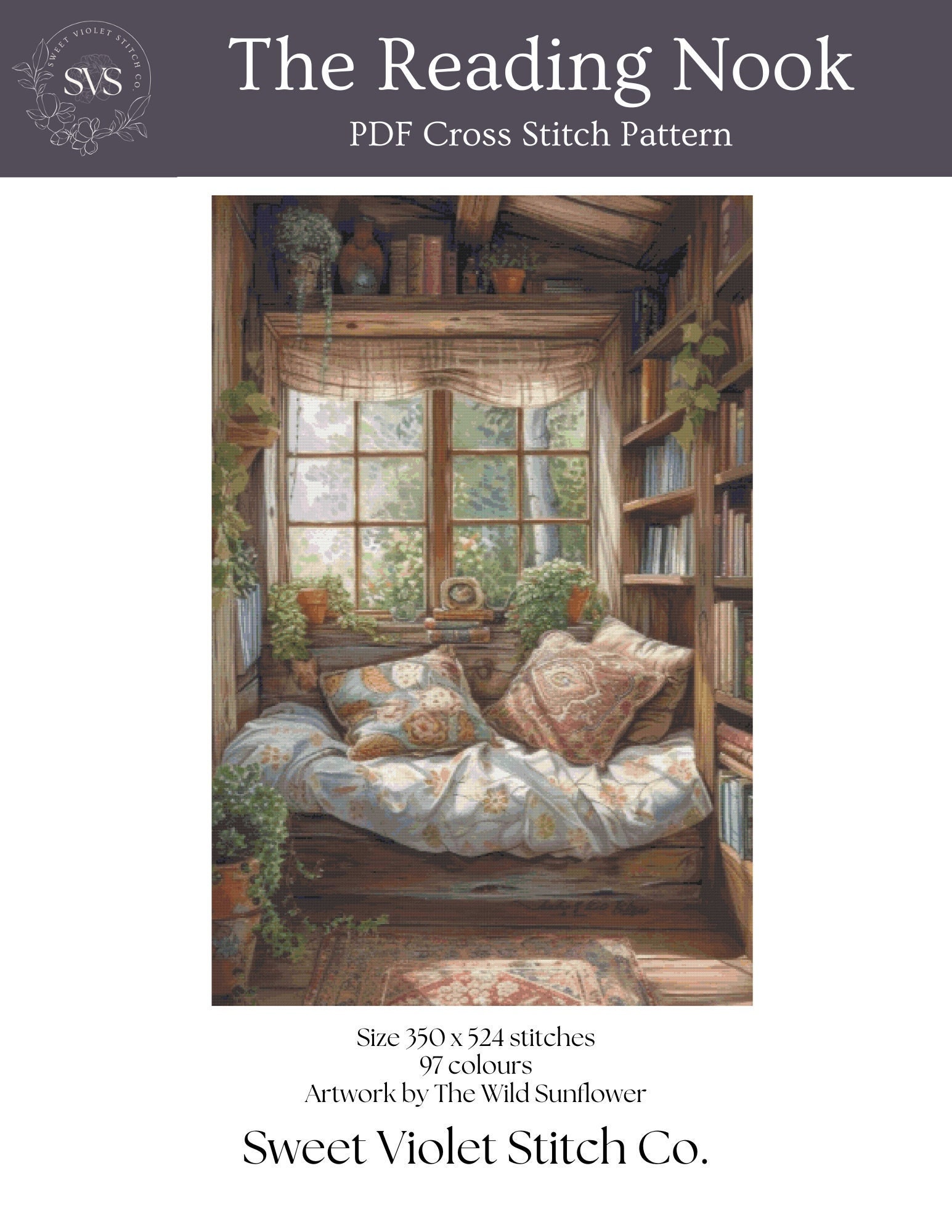 The Reading Nook - Cross Stitch Pattern - Full Coverage - PDF Digital ...