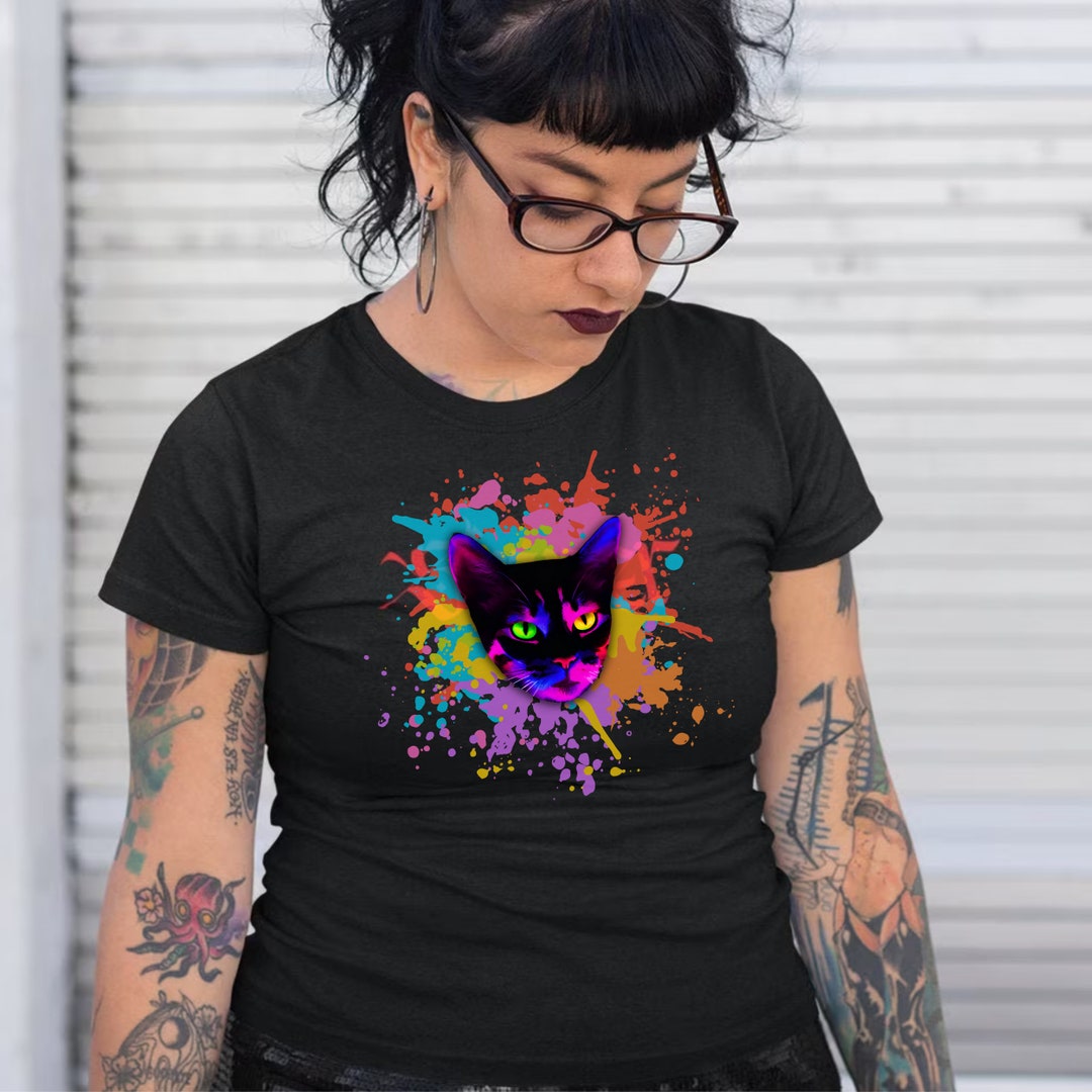 Psychedelic Weirdcore Cat T-shirt | Vaporwave aesthetic | Trippy Alt ...