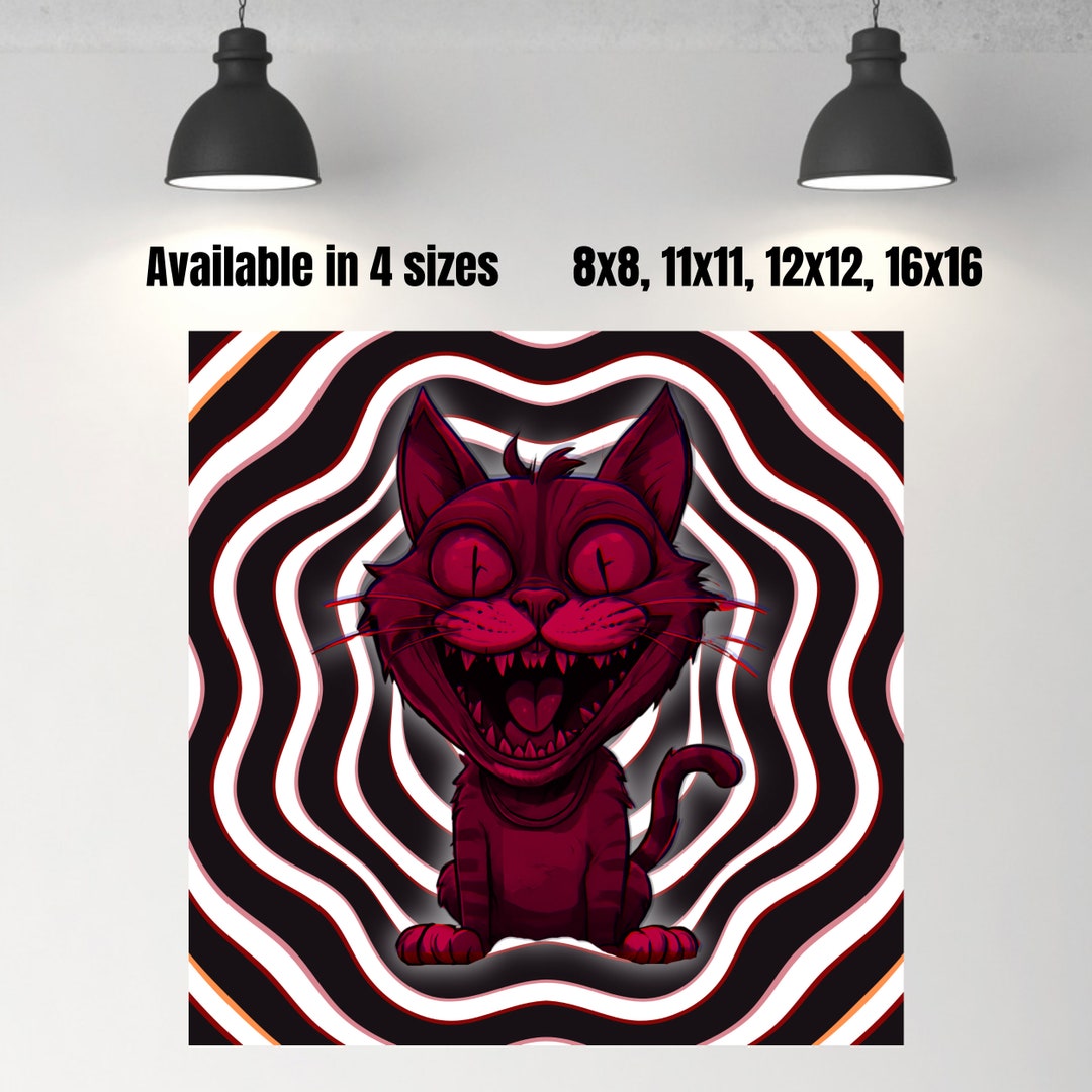 Psychedelic Weirdcore Cat Decor, Vaporwave aesthetic, Trippy Alt Wall ...