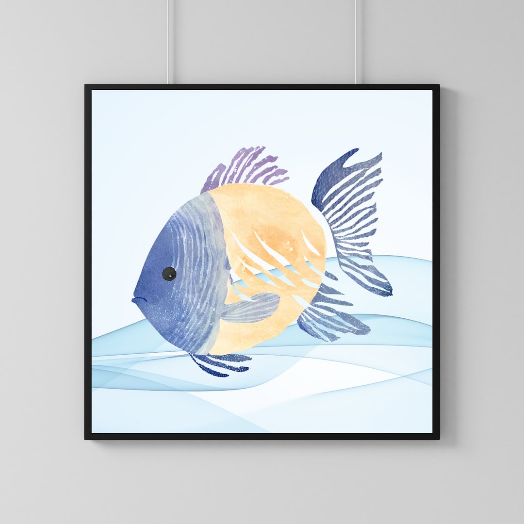 Abstract Discus Fish, Surf Wall Art, Beachy Wall Art, Vintage Beach ...