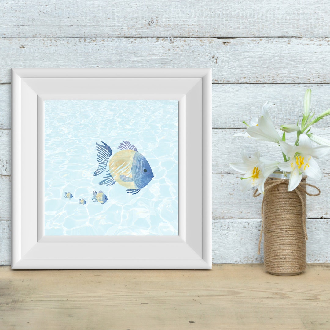 Abstract Discus Fish, Surf Wall Art, Beachy Wall Art, Vintage Beach ...
