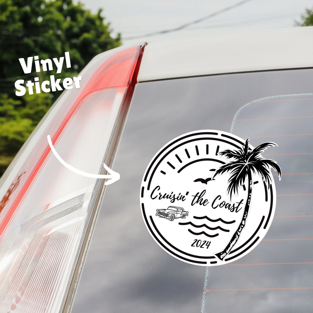 Cruisin the Coast Car Sticker, Cruising the Coast Vinyl Decal, Classic ...