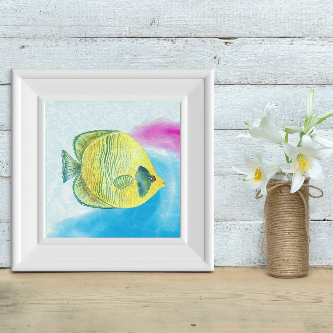 Abstract Discus Fish, Surf Wall Art, Beachy Wall Art, Vintage Beach ...