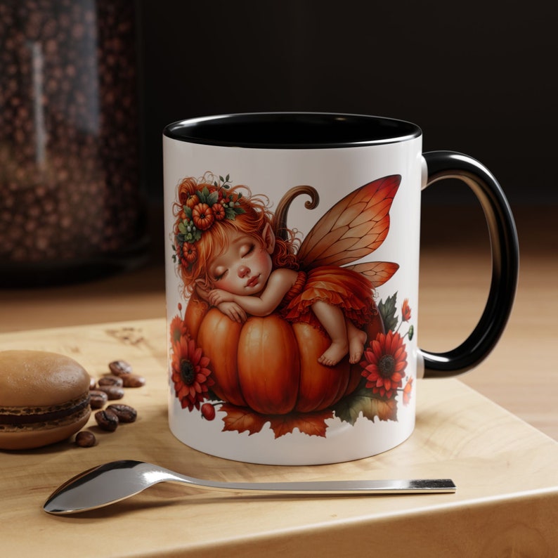 Fairy Sleeping on a Pumpkin Accent Coffee Mug, Magical Fairy Mug ...