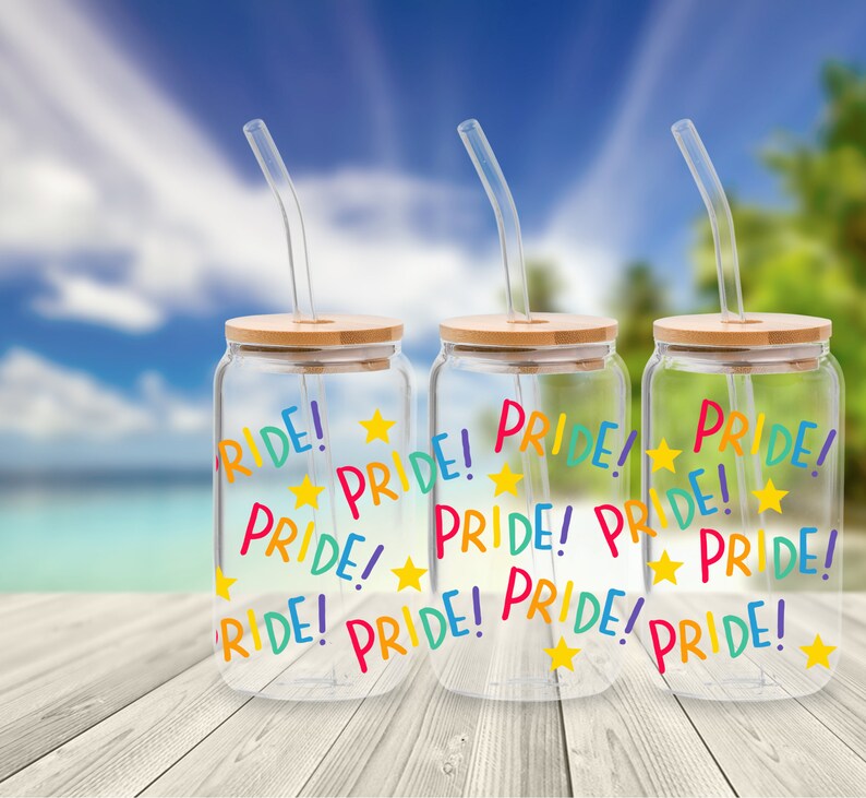 Pride 16 Oz Glass Can, LGBTQ Gifts, Personalized Rainbow Cup, Beer Can ...