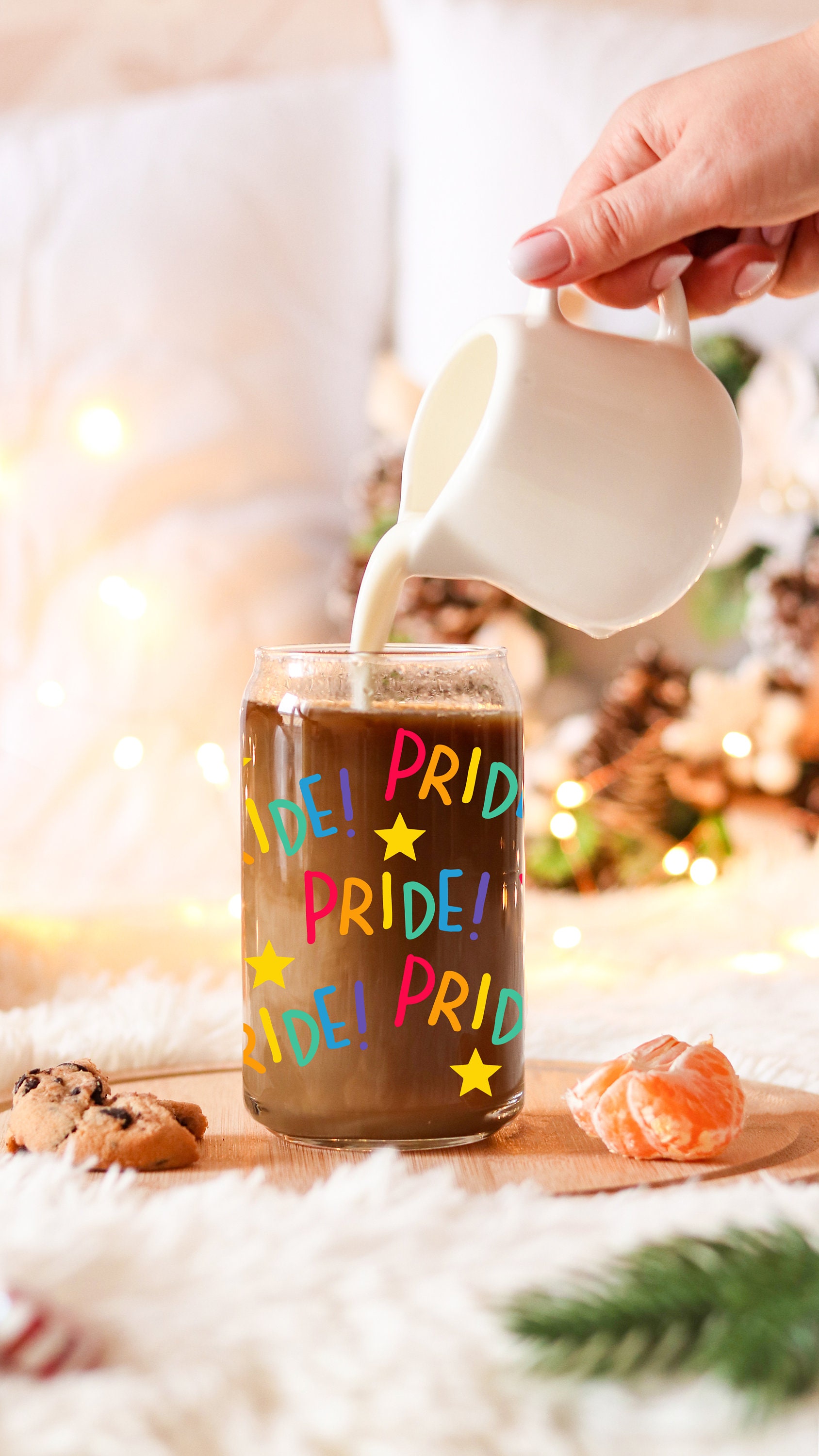 Pride 16 Oz Glass Can, LGBTQ Gifts, Personalized Rainbow Cup, Beer Can ...