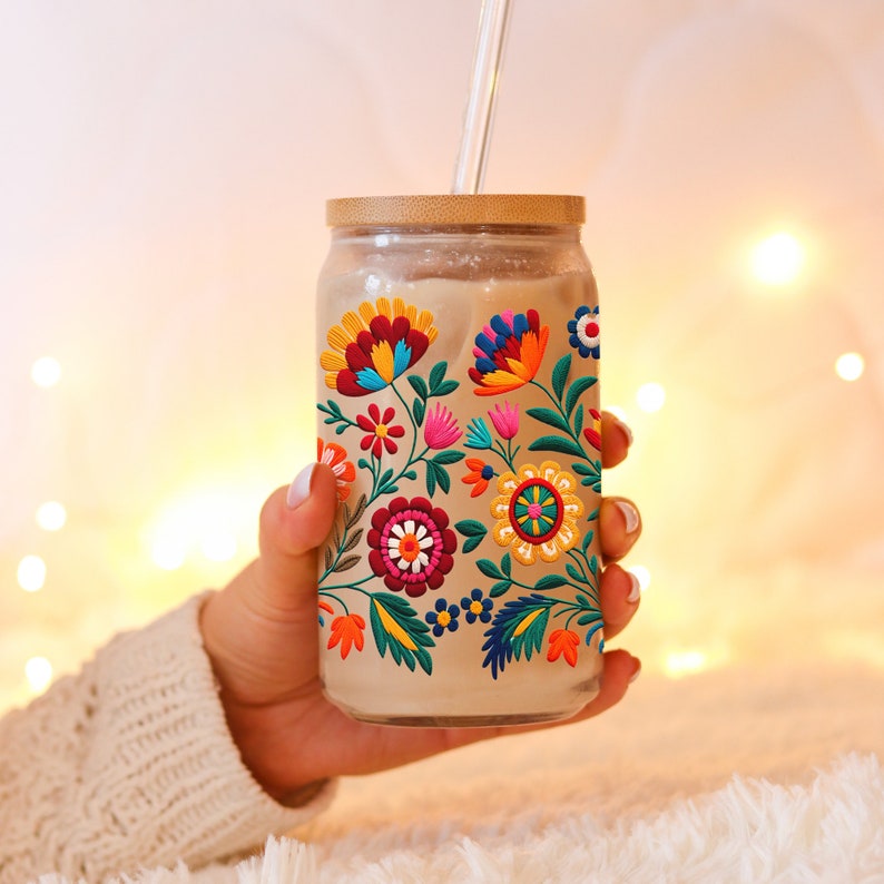 Mexican Floral Glass Can ,mexican Floral Glass Can , I Cinco De Mayo ...