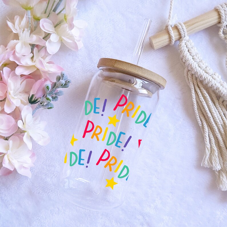 Pride 16 Oz Glass Can, LGBTQ Gifts, Personalized Rainbow Cup, Beer Can ...