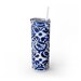 Elegant Blue Talavera Skinny Tumbler With Straw, 20oz. Mexican Inspired ...