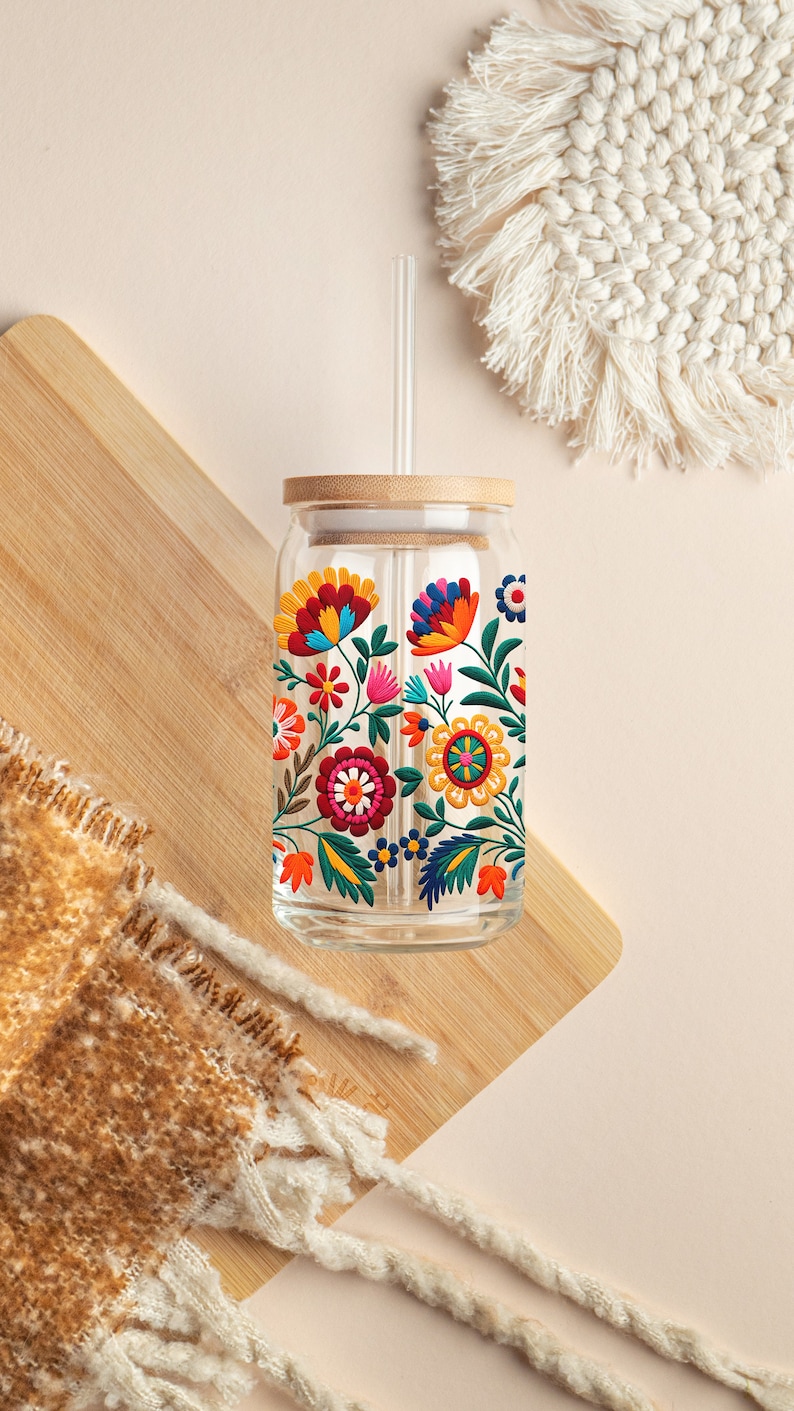 Mexican Floral Glass Can ,mexican Floral Glass Can , I Cinco De Mayo ...
