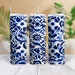 Elegant Blue Talavera Skinny Tumbler With Straw, 20oz. Mexican Inspired ...
