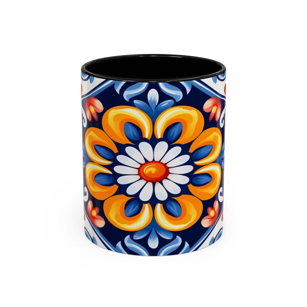 Blue Yellow Mexican Talavera Coffee Cup ,mexico Pottery Pattern - Etsy