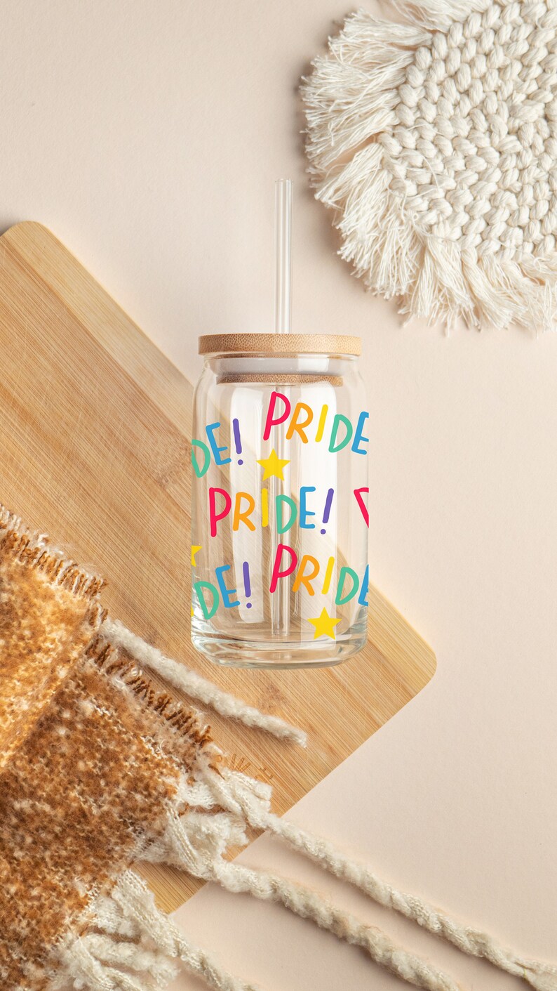 Pride 16 Oz Glass Can, LGBTQ Gifts, Personalized Rainbow Cup, Beer Can ...