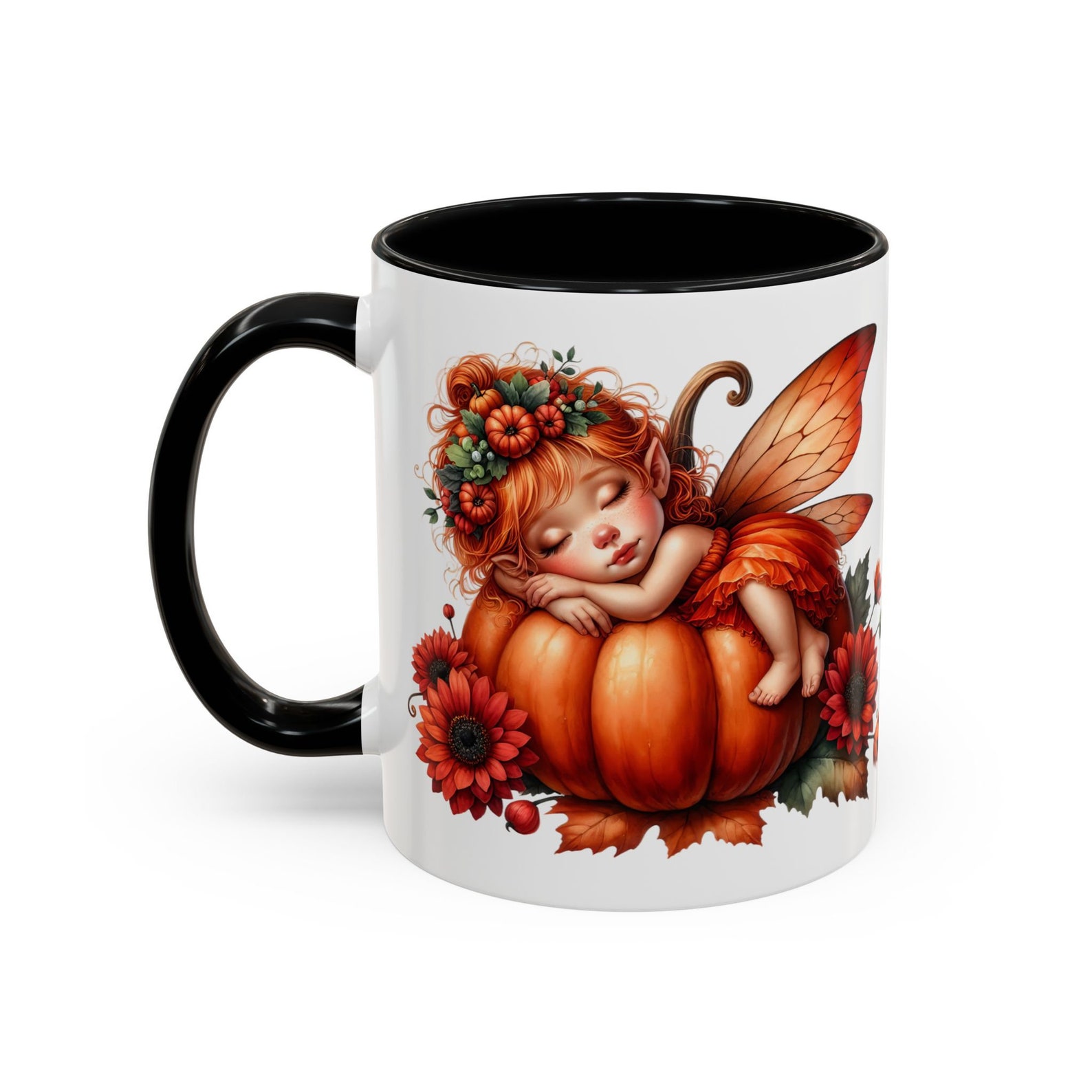 Fairy Sleeping on a Pumpkin Accent Coffee Mug, Magical Fairy Mug ...
