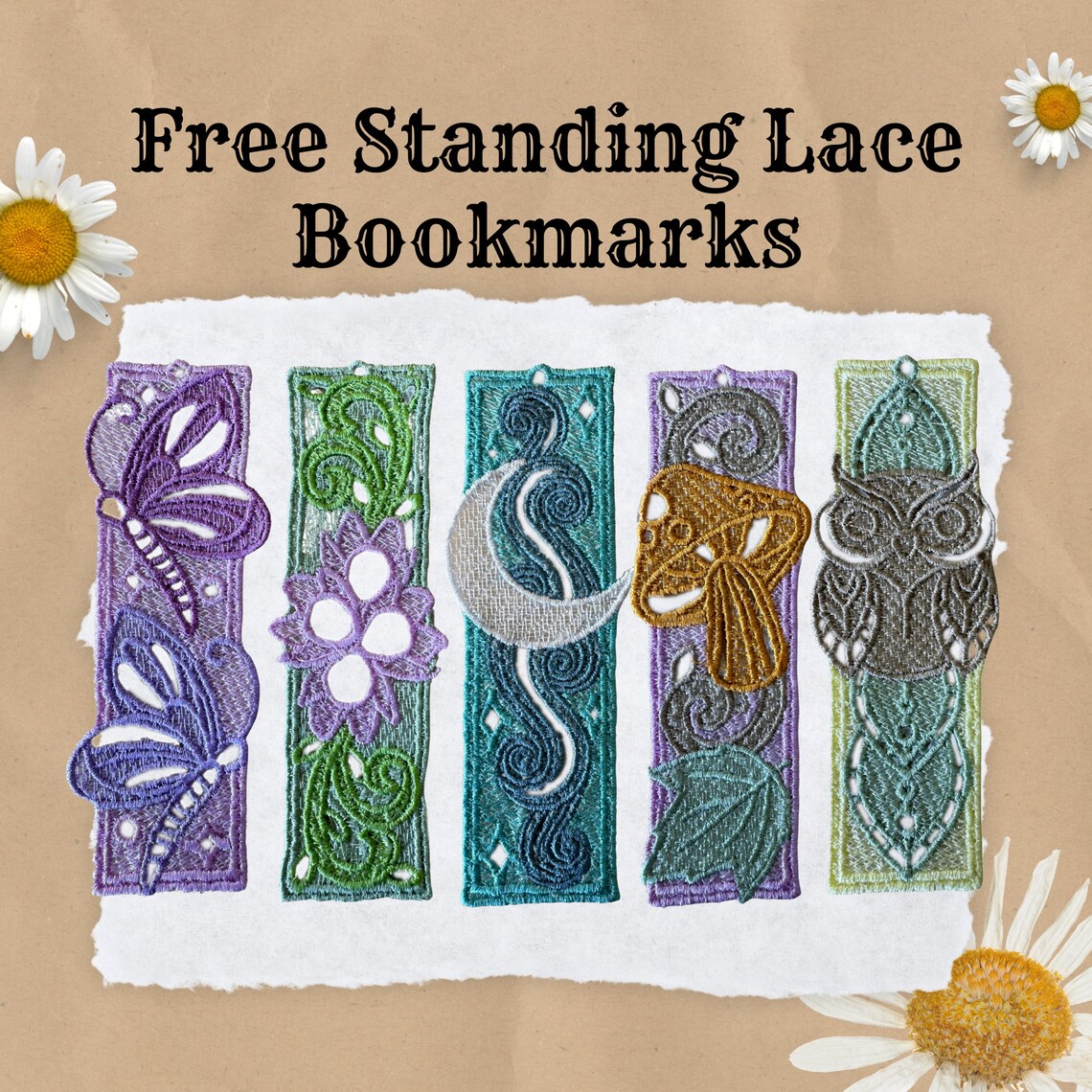 In the Hoop Free Standing Lace Bookmarks 5 Pack, Machine Embroidery ...