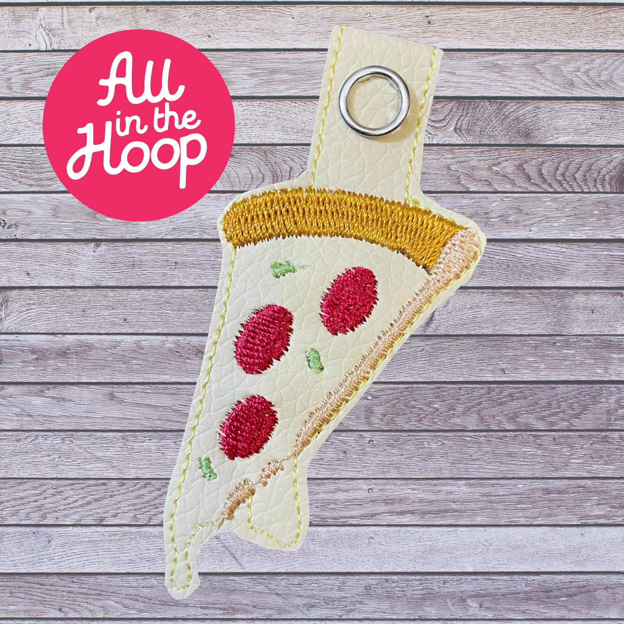 In the Hoop Key Fob Pizza Slice, Machine Embroidery Designs, Brother ...