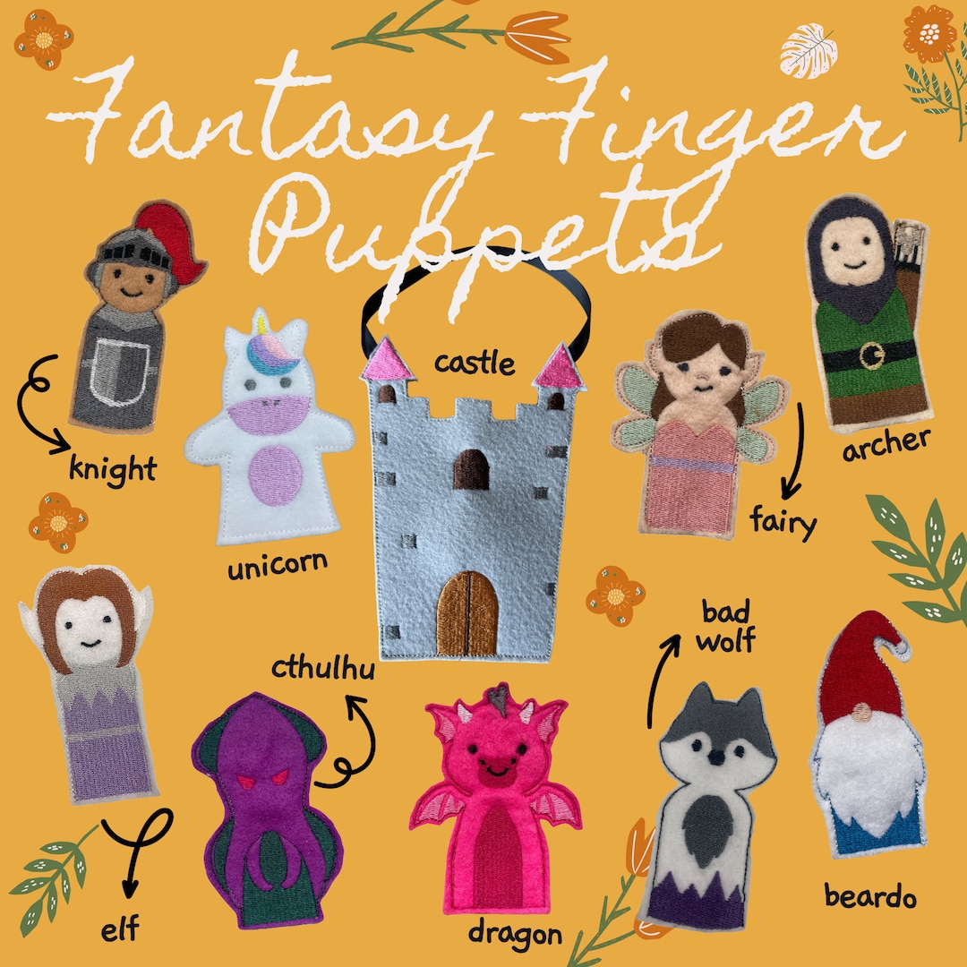 In the Hoop Fantasy Finger Puppets Pack of 9, Machine Embroidery ...