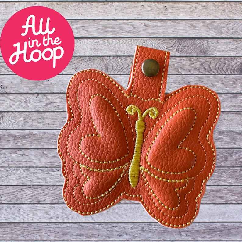 In the Hoop 3D Puffy Key Fob Butterfly, Machine Embroidery Designs ...
